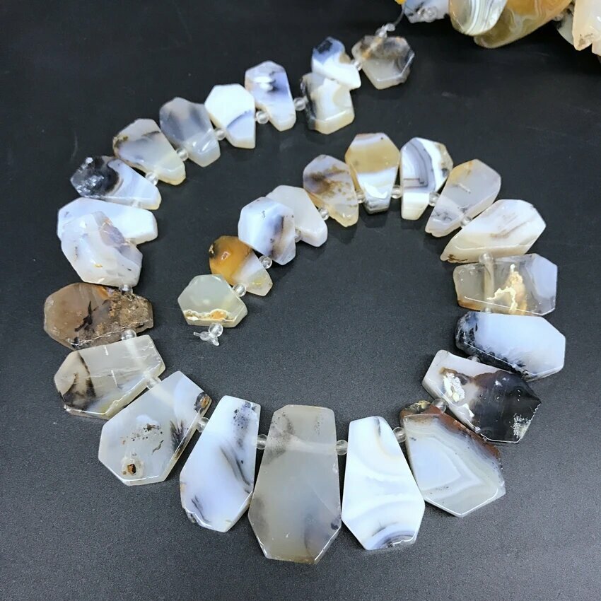 Бусины из природного пейзажного агата 15,5 дюймов 15-25x18-38mm