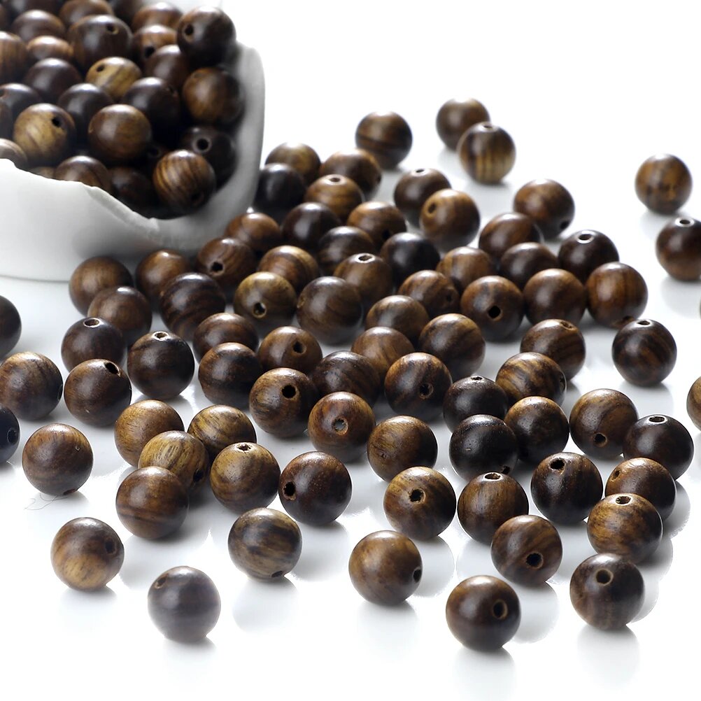 Деревянные бусины из палисандра 6/8/10 мм 20pcs, 8mm Beads