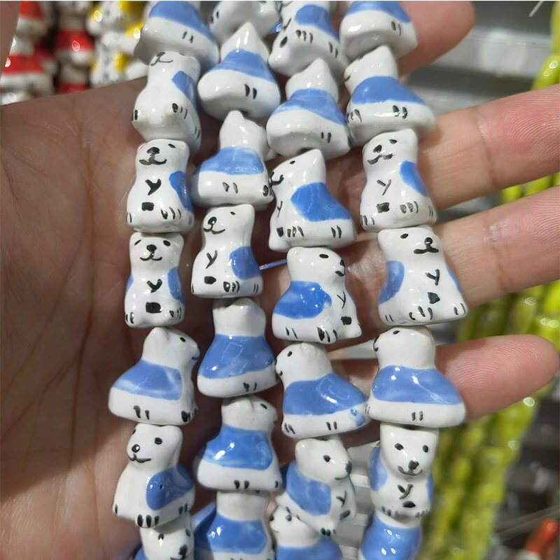 Керамические бусины для браслета 5 шт. Blue