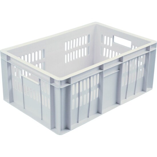 Ящик Тара п/э 600х400х250 мороз. дно сплошное, перфорированный цв. натуральный