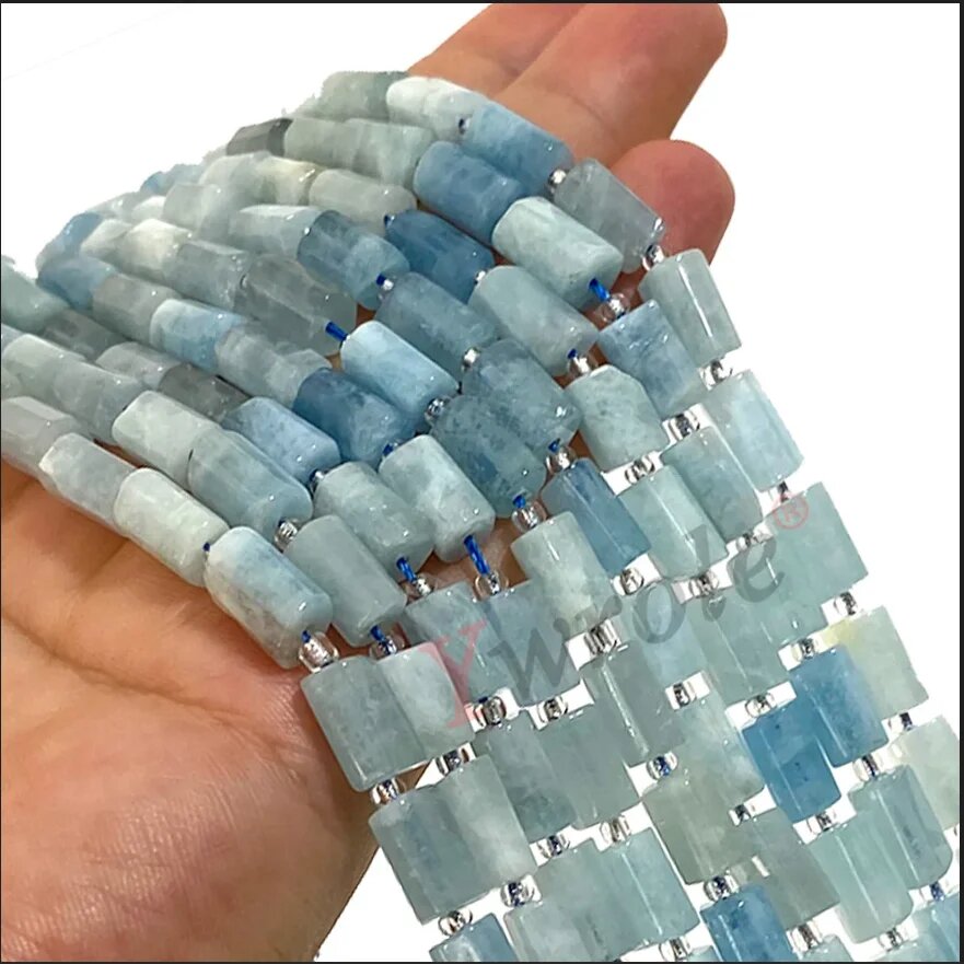 Бусины из аквамарина YWROLE 7.5in 14-16pcs, aquamarine