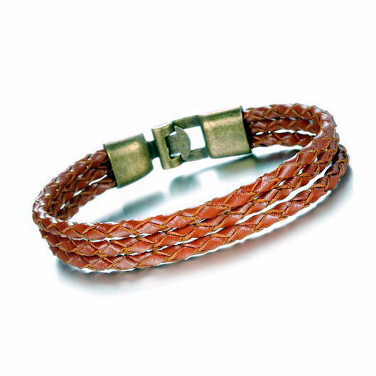 Плетеный браслет, кожа