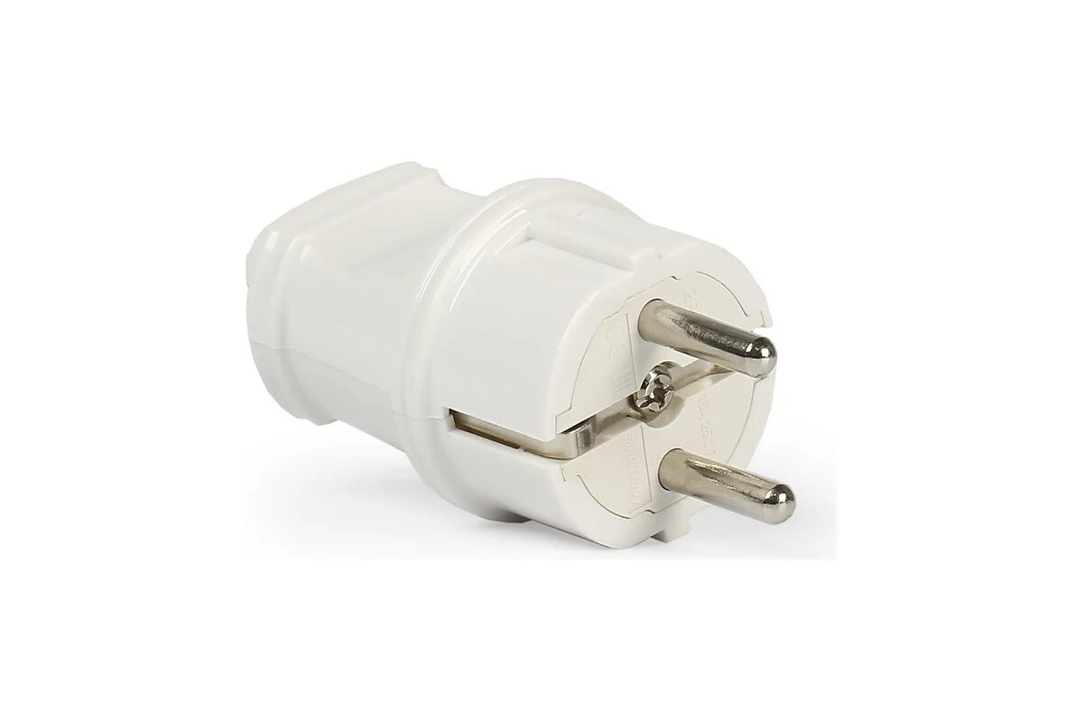 Smartbuy прямая вилка с заземлением белая 16А 250В для бытовой техники и электроники