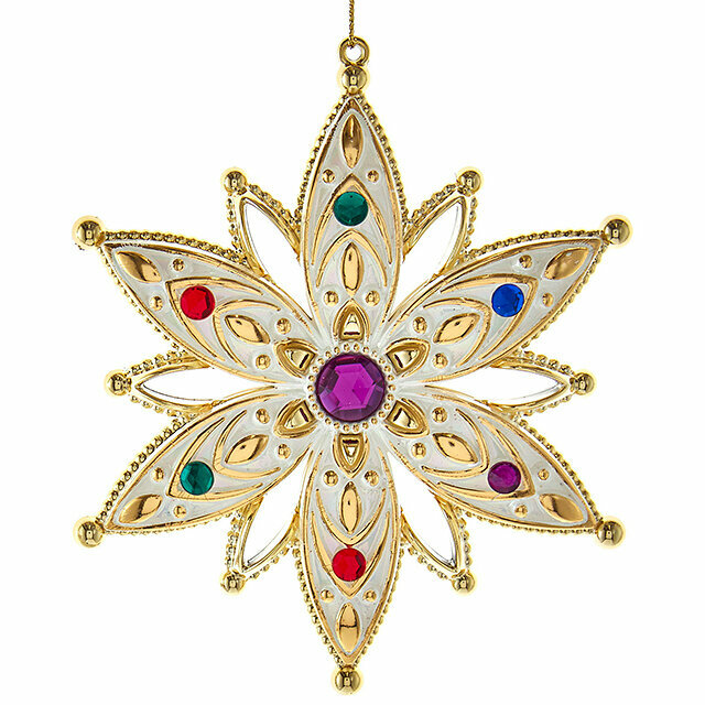 Елочная игрушка Golden Charm: Снежинка 14 см золотая, подвеска, Kurts Adler, T3212-2