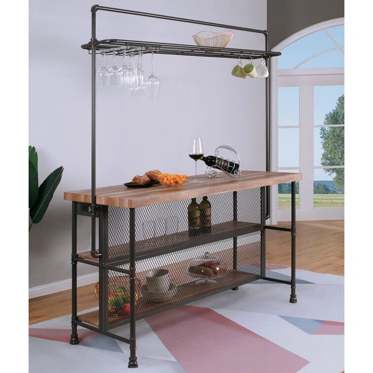 Винный стеллаж/шкаф массив дерева/металл для гостиной и кухни в стиле лофт Артау