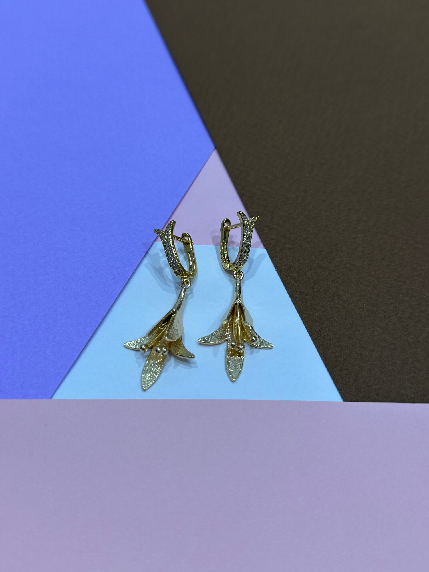Серьги с подвесками Jewellery by Marina Orlova, размер 50 мм, золотистый — фото 1