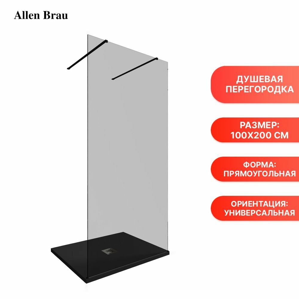 Душевая перегородка Allen Brau Infinity 2 100 3.21040. BBA. T черный браш