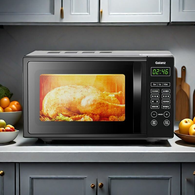 Микроволновая печь, "два в одном" с грилем, нержавеющая сталь, 20 л, 850Вт, чёрная