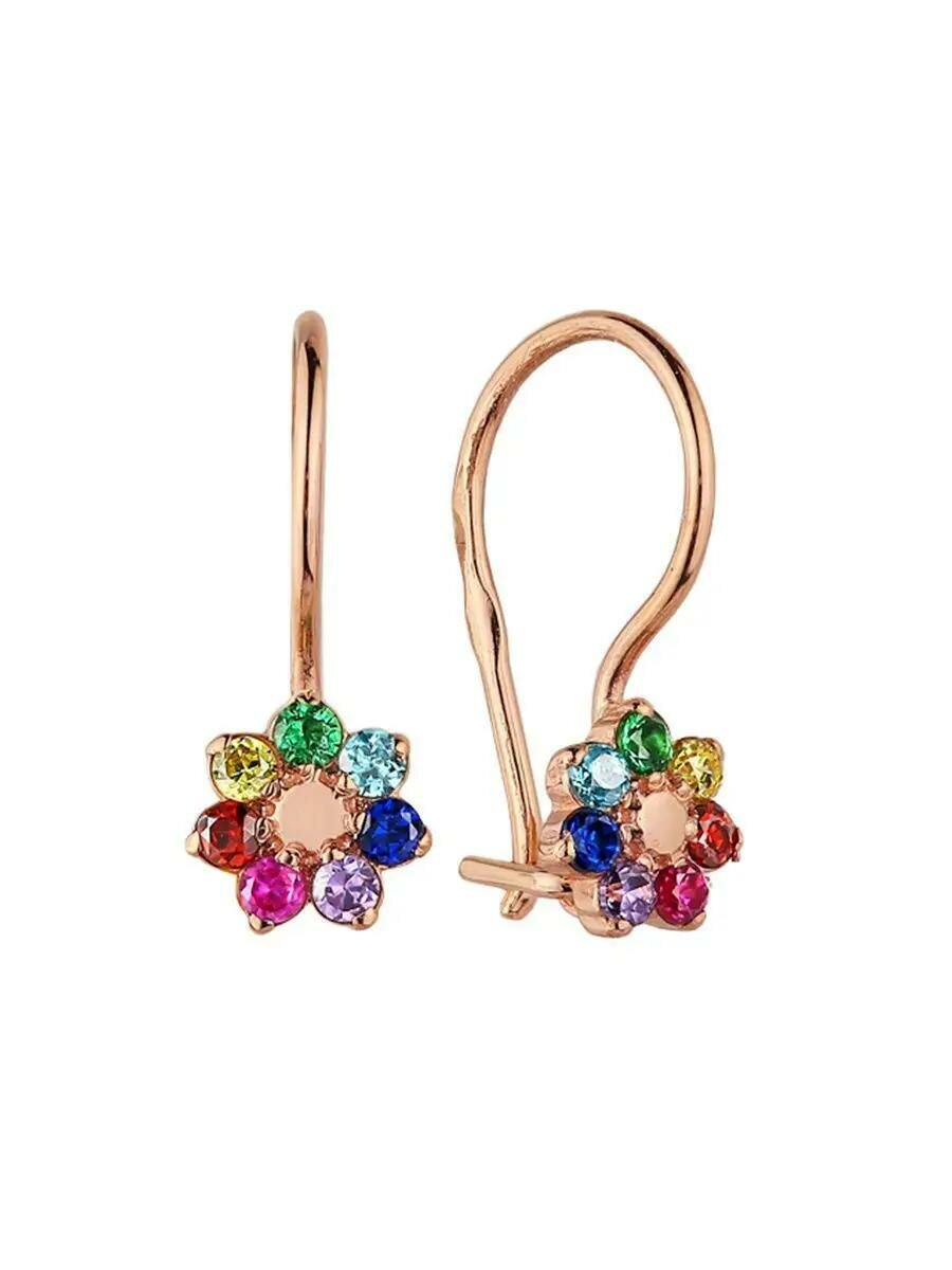 Серьги, красное золото, 585 проба, фианит