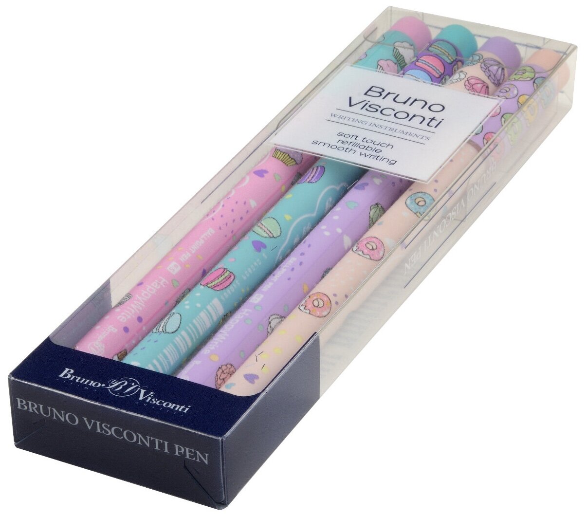 Набор из 4-Х ручек "HappyWrite. My Sweet" шариковых 0,5 ММ. синяя, Арт. 20-0215-4/9