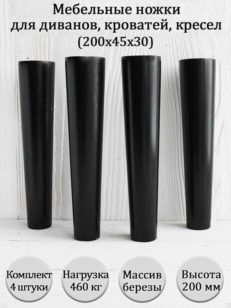 Мебельные ножки для дивана, кровати, комода, шкафа / высота 200 мм / комплект 4 штуки