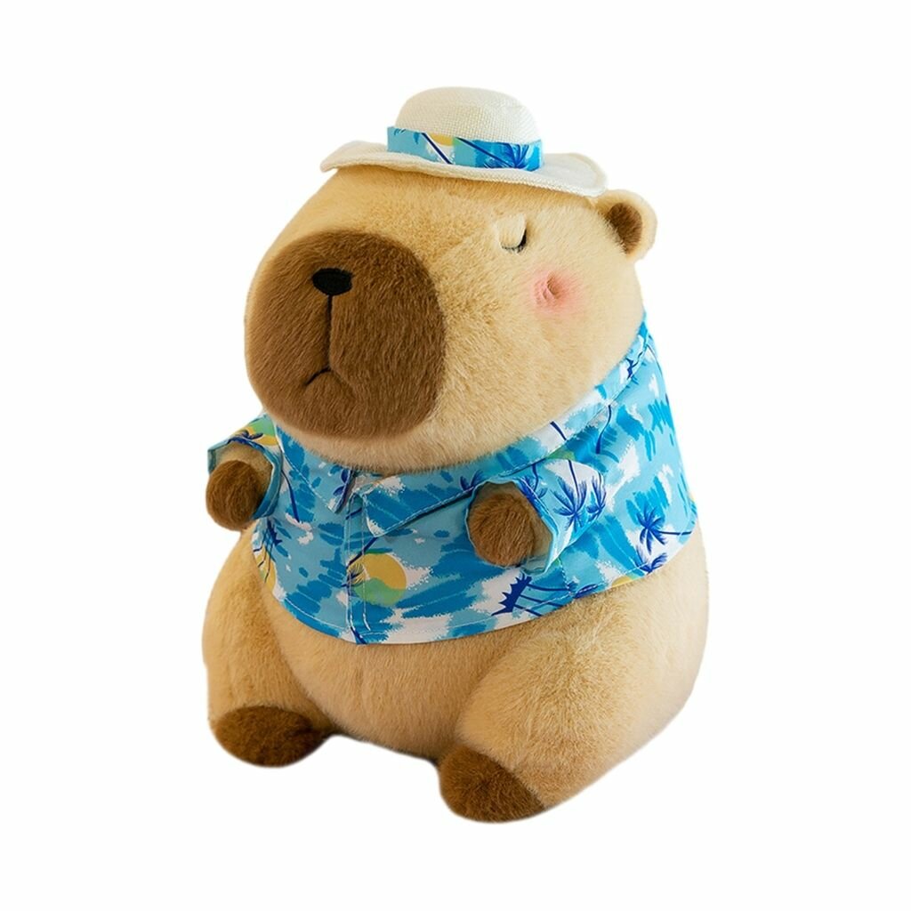 Мягкая игрушка капибара в пляжной одежде, - 30 - Синий Военный костюм