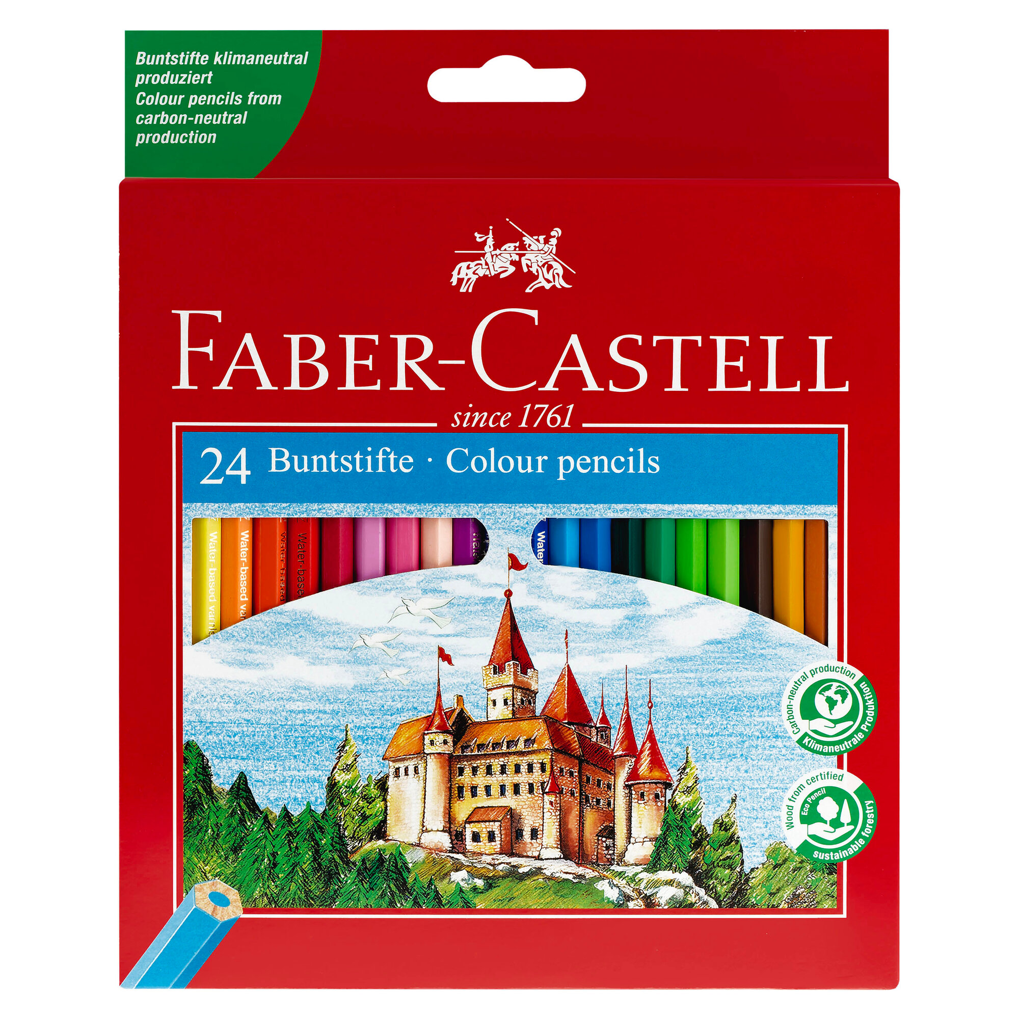 Карандаши цветные Faber-Castell "Замок", 24цв, шестигр, заточ, картон, европодвес