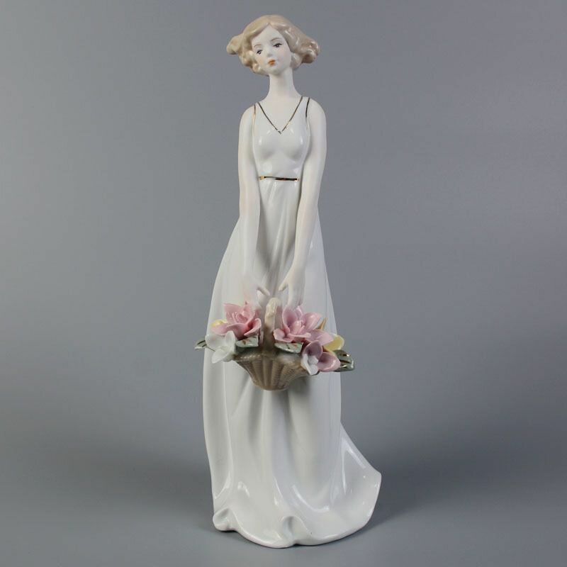 Аксессуары для дома, женские керамические украшения, Девушка с жаккардовой корзинкой, Девушка с жаккардовой корзинкой