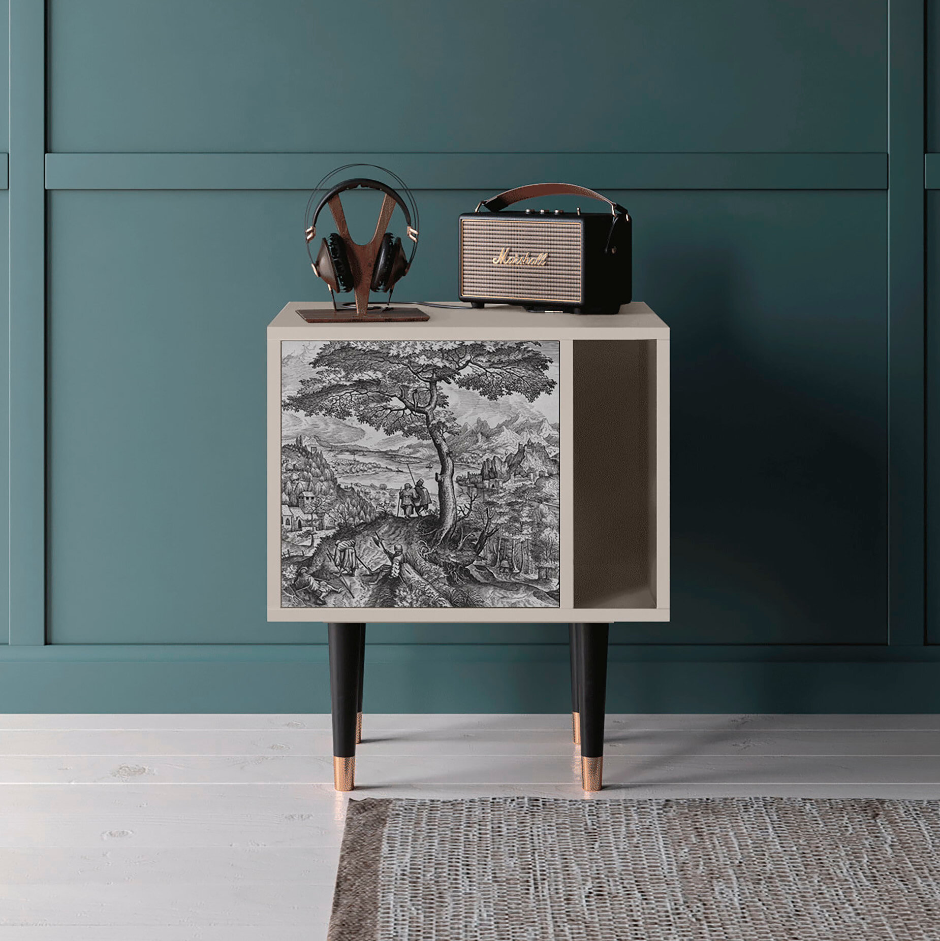 Прикроватная тумба - STORYZ - S2 Milites Requiescentes by Pieter Breugel, Размер - 58 x 69 x 48 см, Цвет - Сатин