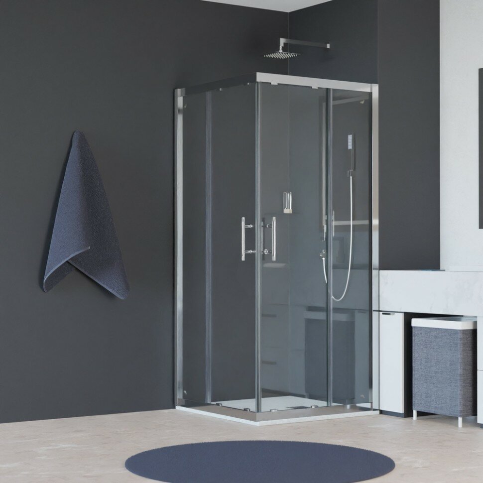 Душевой уголок RGW Hotel HO-31, прозрачный, 80x80 см, раздвижные двери, хром