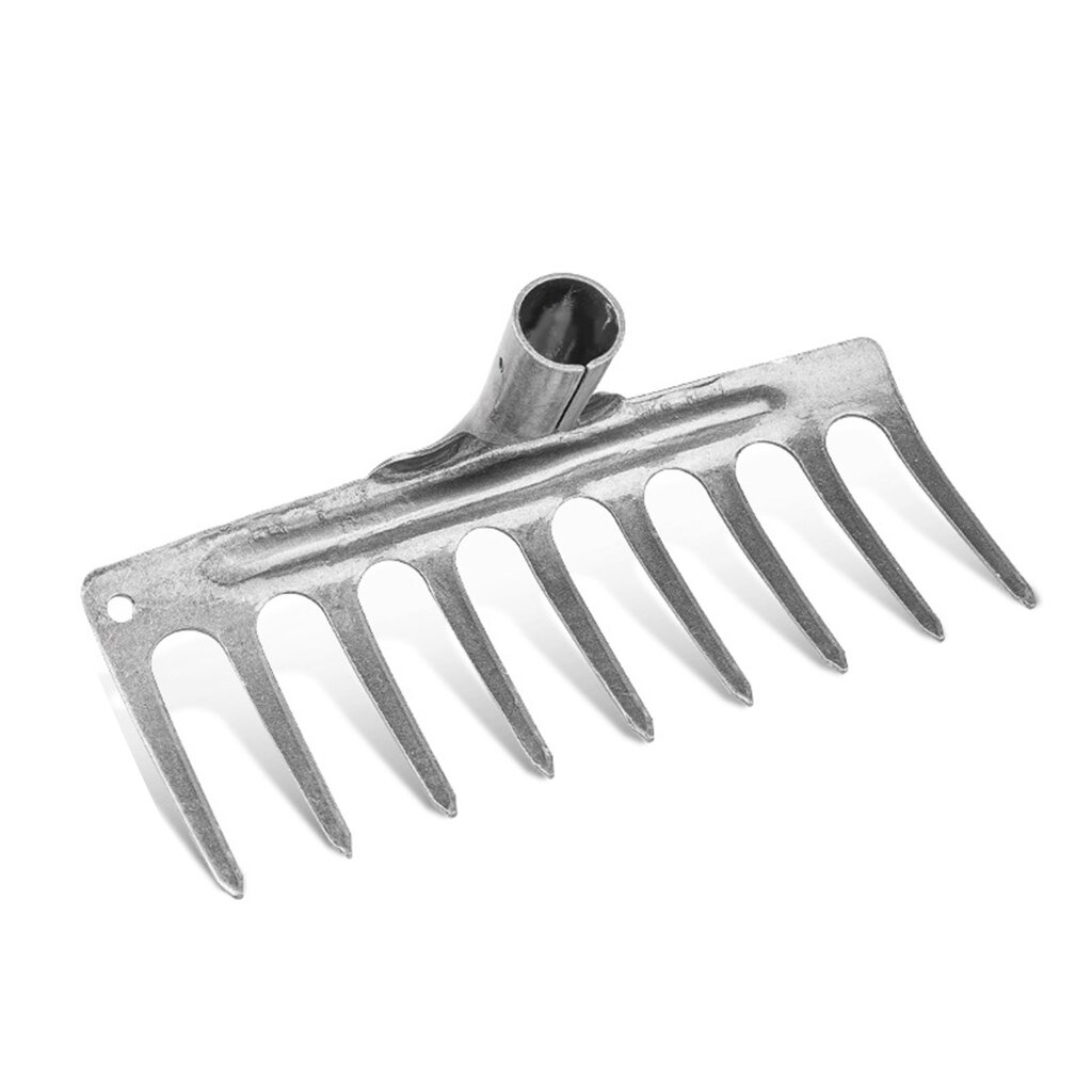 Сверхпрочные стальные садовые грабли без ручки с зубьями 11/9. Грабли из марганцевой стали для расчистки и аэрации мшистых газонов.