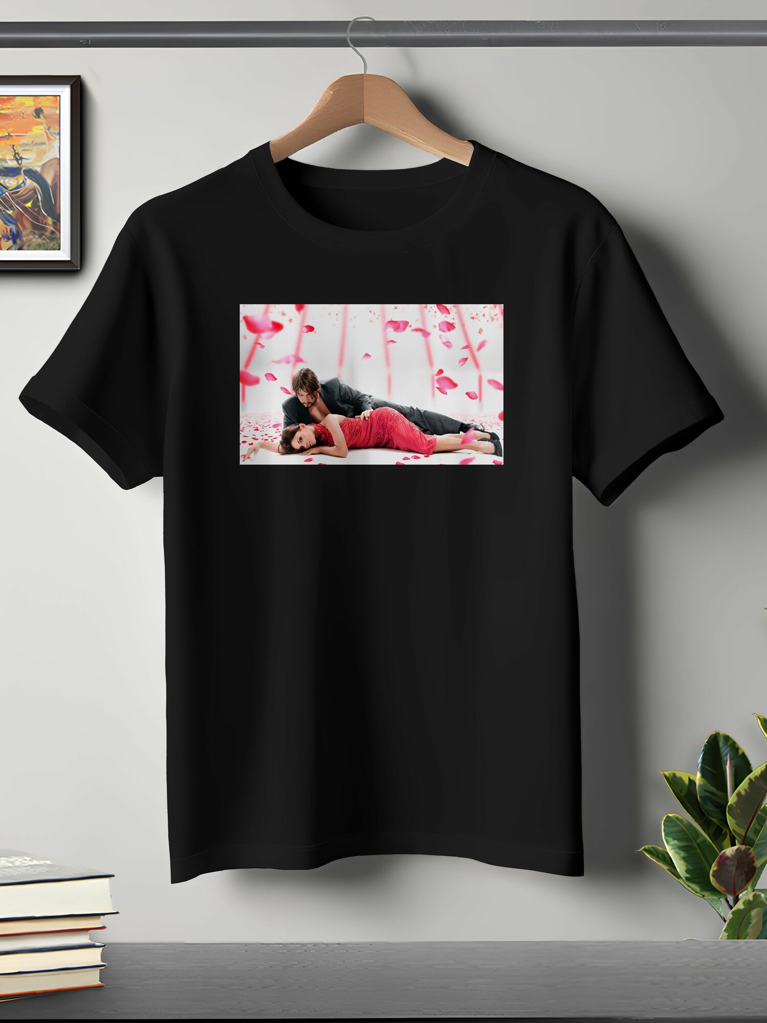 Футболка ONEQ унисекс 48-50 (L) размер с принтом День Святого Валентина, черная