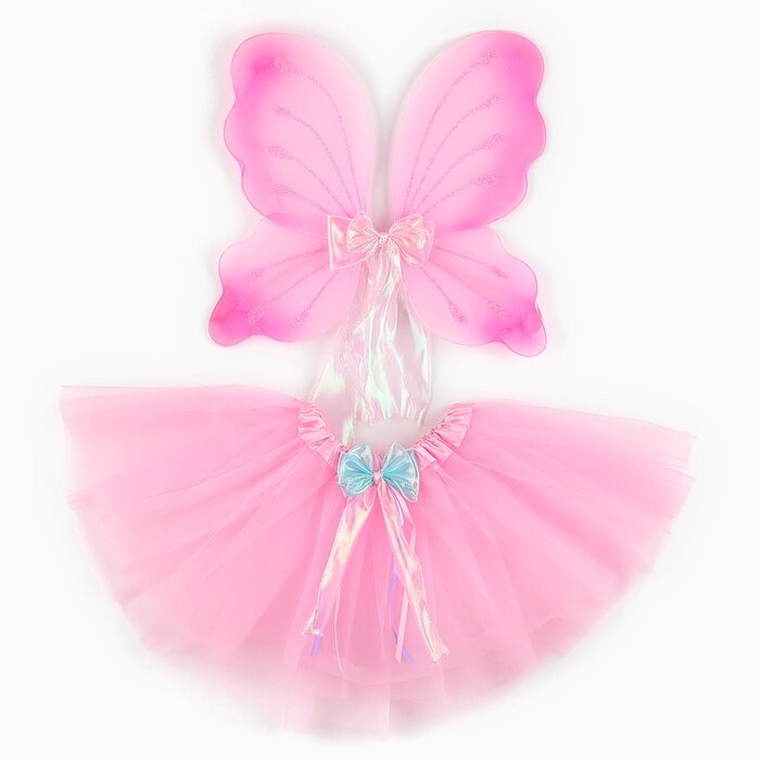 Карнавальный набор КНР "Бабочка" 2 предмета юбка, крылья, цвет розовый