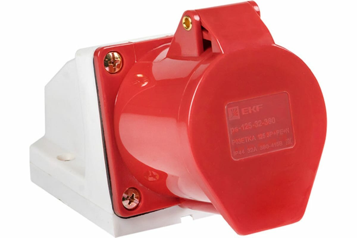 PROxima EKF 125 наружная стационарная розетка 3Р+РЕ+N 32А 380В IP44 ps-125-32-380