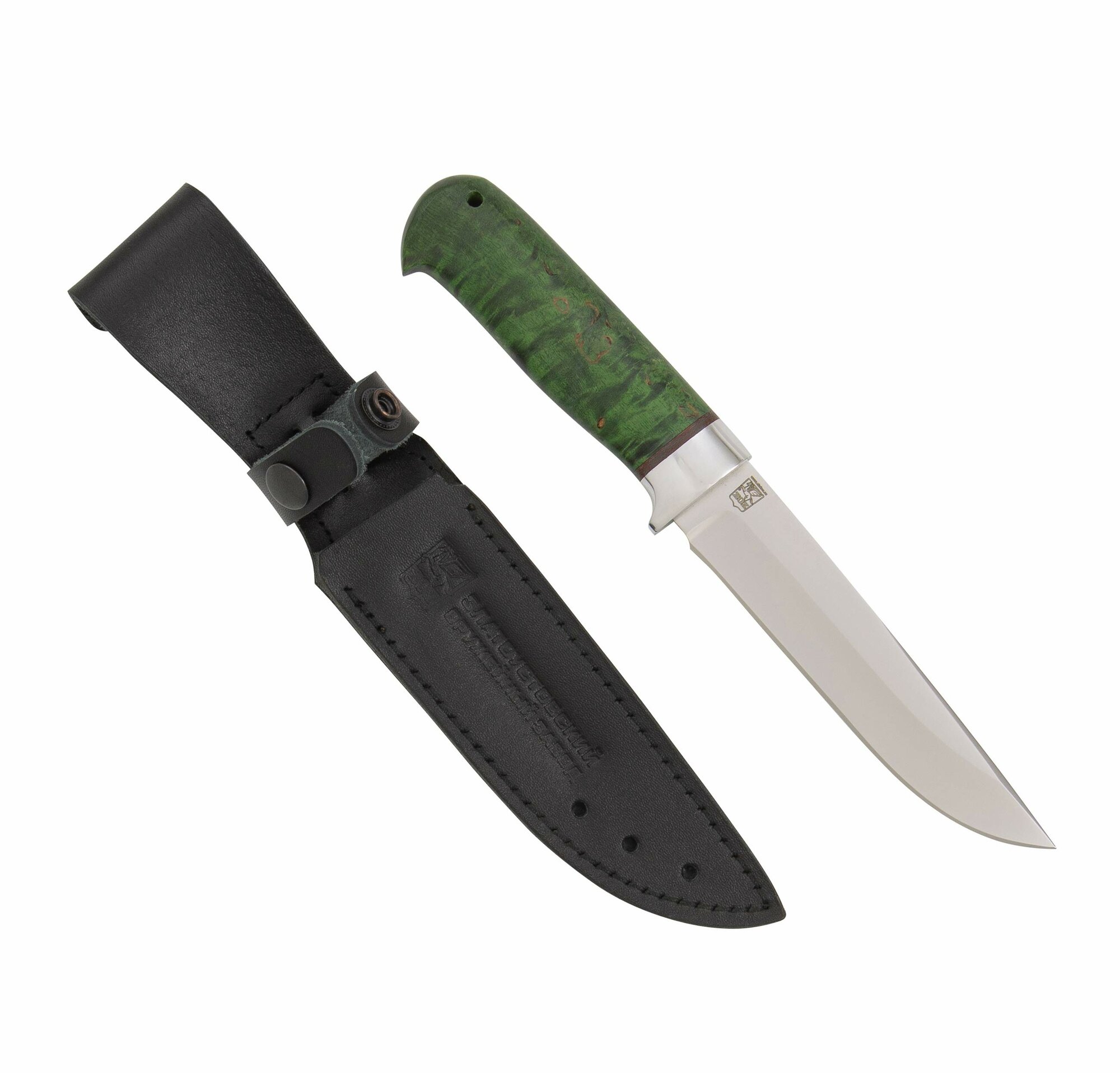 Туристический Нож "Лиса" (сталь Elmax-криообработка, карельская береза стабилизированная-ал.)