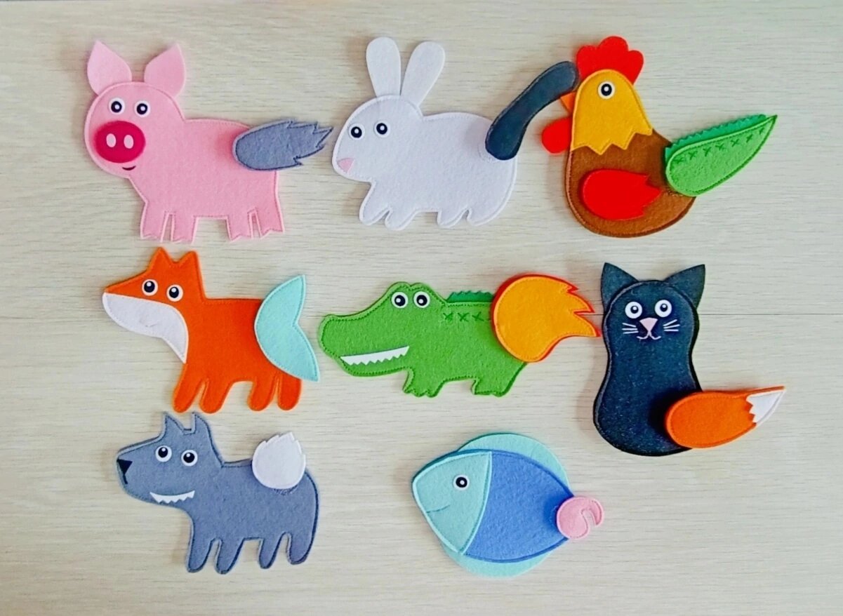 Развивающая игра Где чей хвостик из фетра для детей