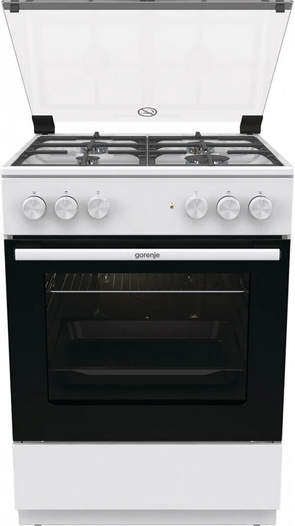 Комбинированная плита Gorenje GK6A20WF 60 см, 65 л, 4 конфорки, белый