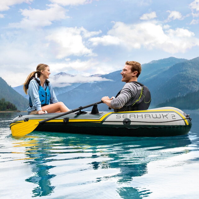 Надувная лодка SeaHawk 200-Set двухместная 236*114*41 см + насос и весла, INTEX, 68347