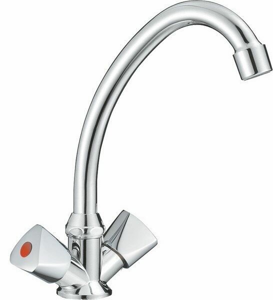 Смеситель для раковины кран на кухню или ванну. Кран для воды настенный с высоким изливом для мойки. Сантехника VIKO V-1313 хром