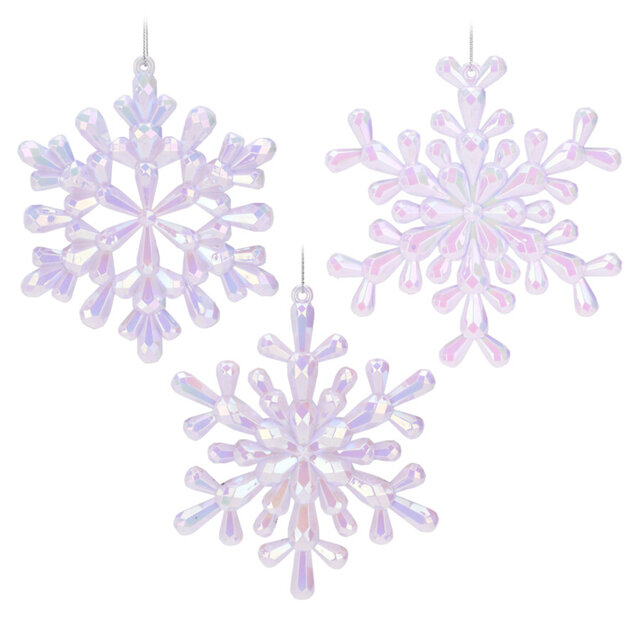 Набор елочных игрушек Снежинки - Lourel Lilac 12 см, 3 шт, Koopman, AKP100030-набор