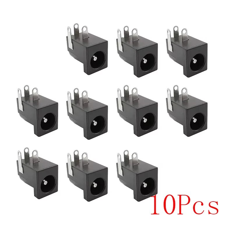 10 шт. DC005 разъем питания постоянного тока 5,5 мм x 2,1 мм разъем питания ствольного типа прямоугольный адаптер для крепления на печатной плате