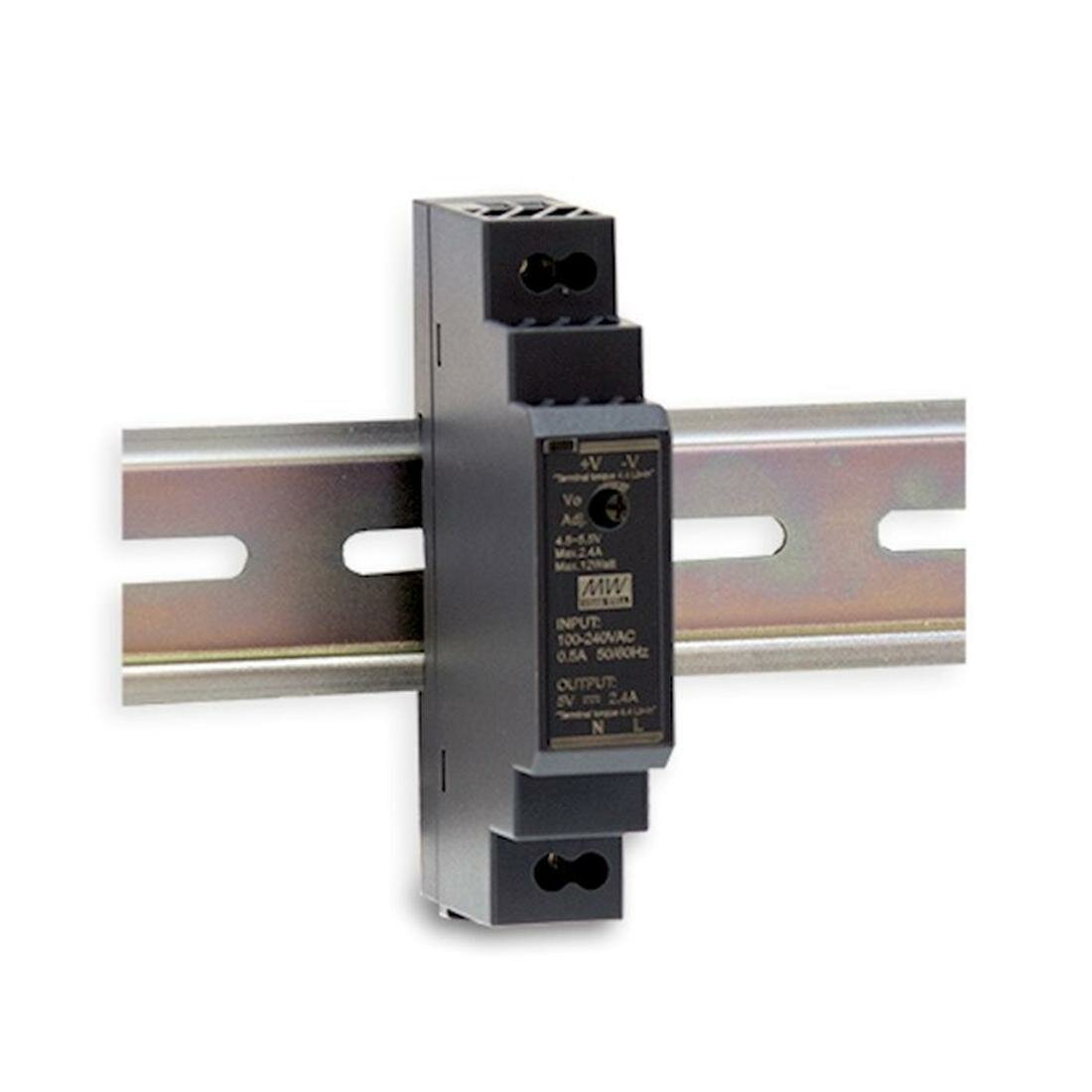 Источник питания AC-DC на DIN-рейку Mean Well HDR-15-5, выходное напряжение 5В/2.4А