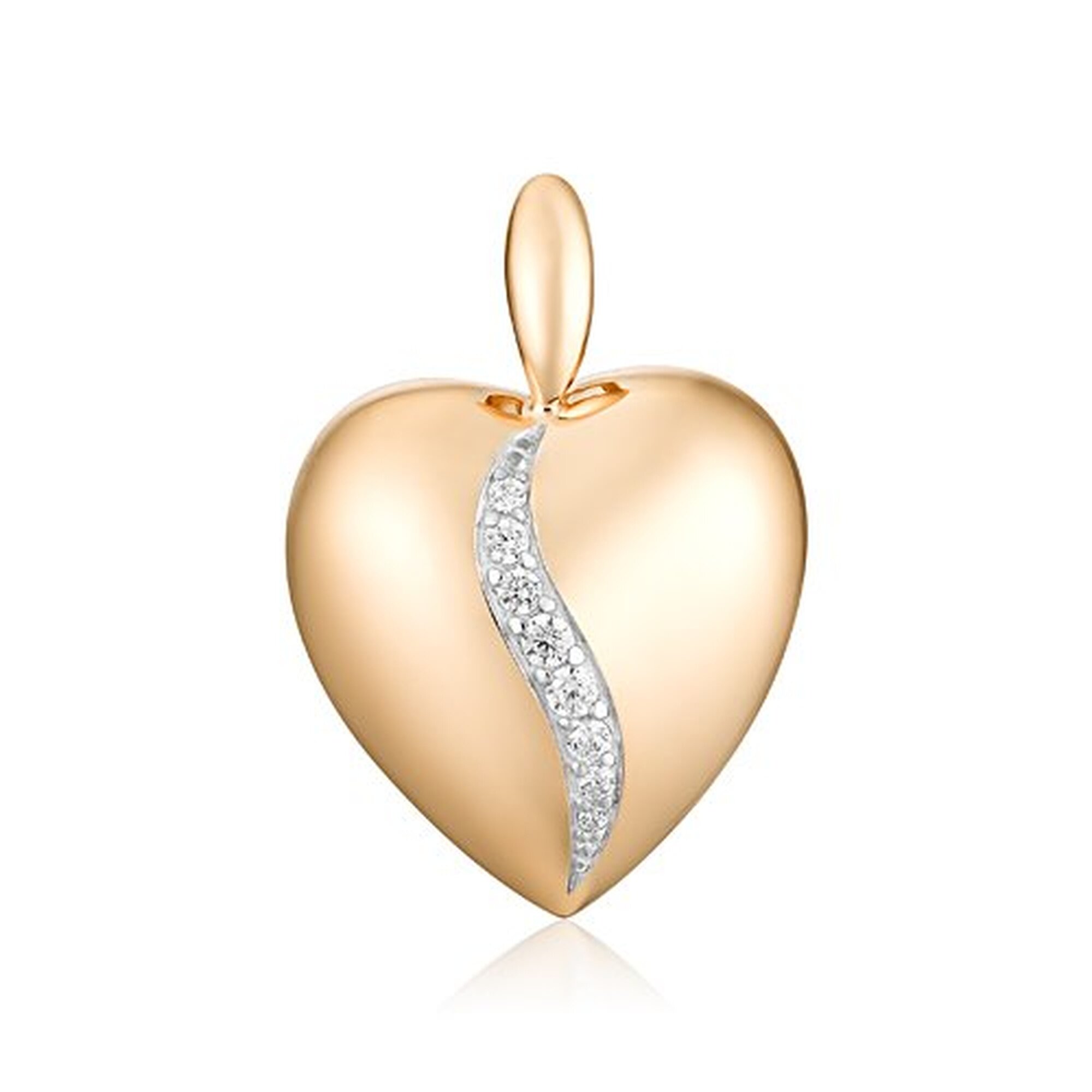 Подвеска, красное золото, 585 проба, родирование, фианит