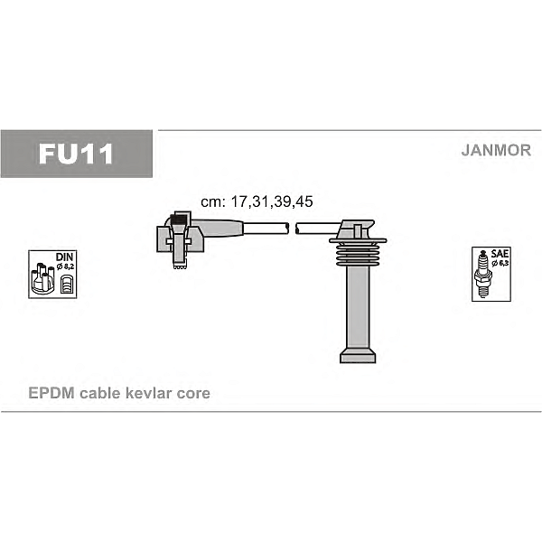 JANMOR FU11 (1006346 / 1006347 / 1006348) к-кт проводов\ Ford (Форд) Mondeo (Мондео) / Escort (Эскорт) 1.8 / 2.0 16v 92
