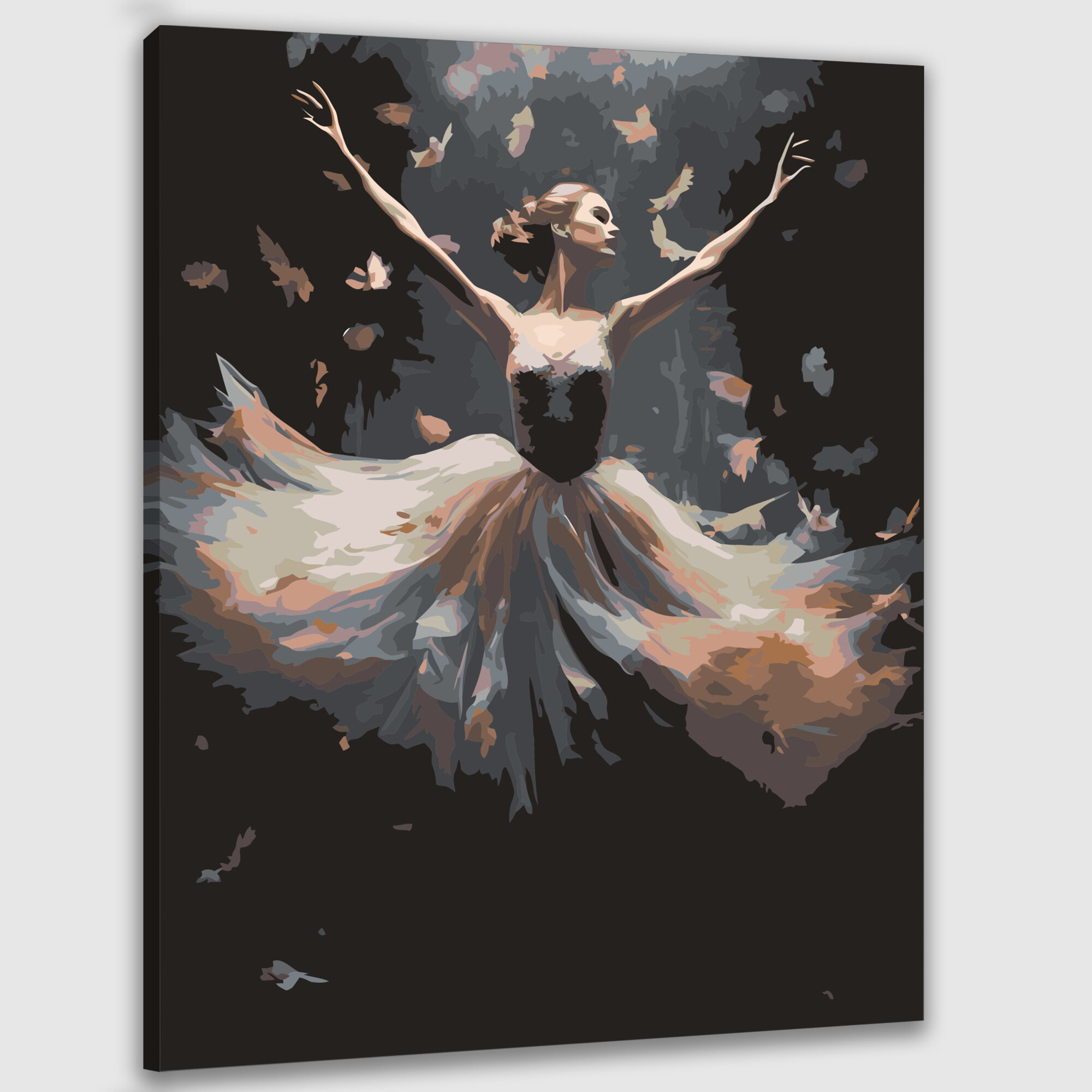 Картина по номерам 40x50 см, балетное представление, прима-балерина, плавные движения, грациозные движения, прыжки