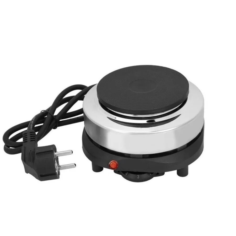Электрическая настольная плита Электроплитка мини HOT PLATE 500W из чугуна, хром