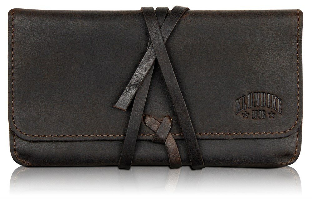 Кисет для табака KLONDIKE DIGGER «George», натуральная кожа в темно-коричневом цвете, 16 х 8,5 х 1 см