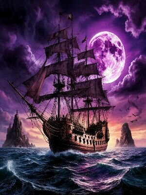 Картина по номерам масляными красками на подрамнике и подложке. Корабль 3