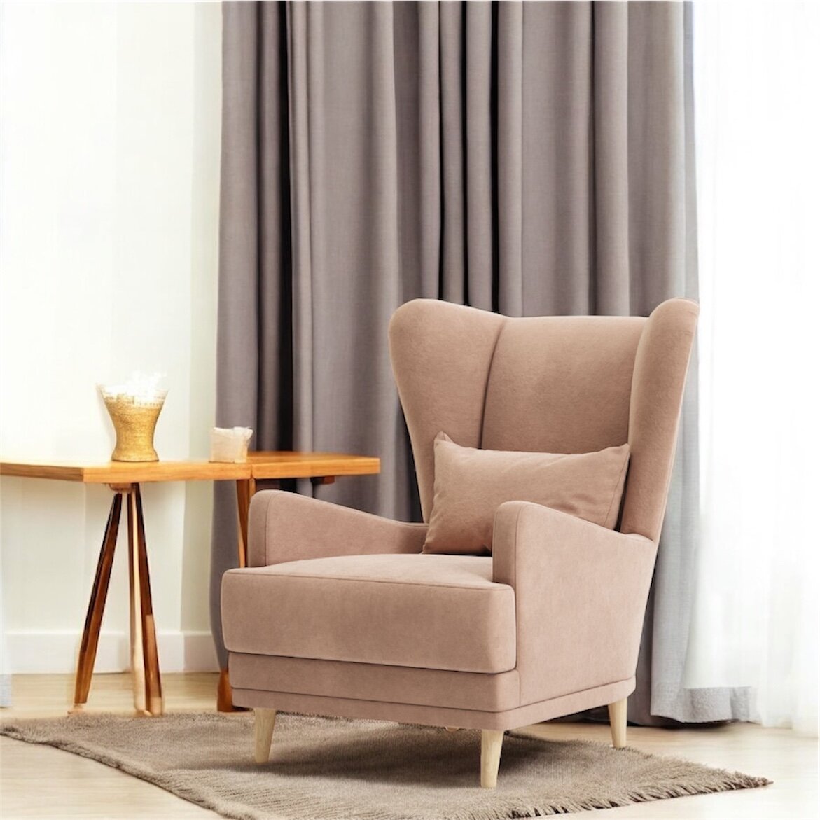 Кресло Оскар Rs-39, Цвет Розовый/Бежевый, Для Отдыха, Мягкое, Для Дома/Офиса