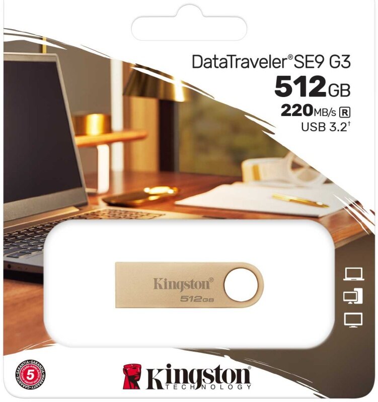Флешка 512Gb Kingston DataTraveler SE9 золотистый USB 3.0 (DTSE9G3/512GB)