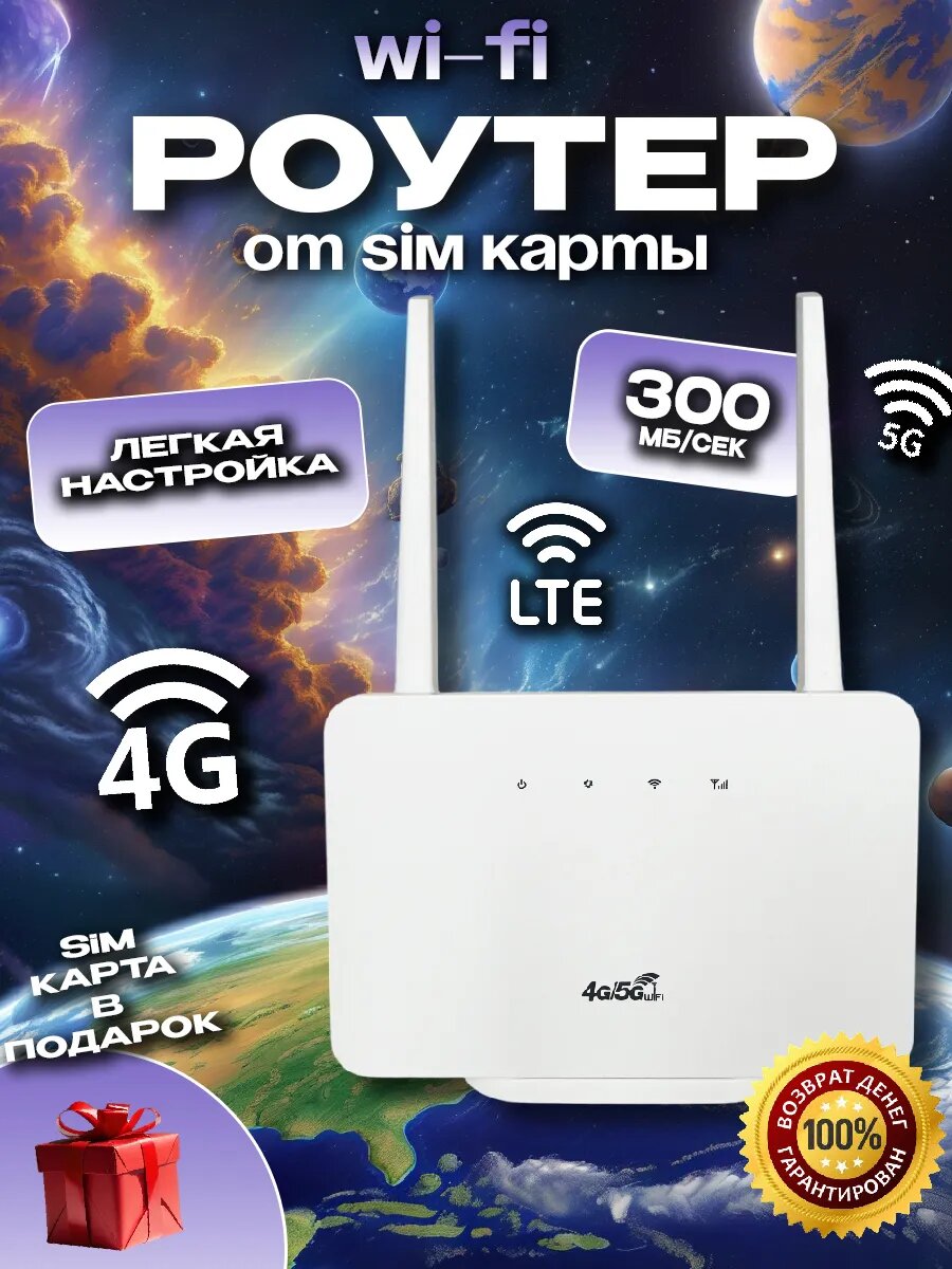 Роутер, 4G, с SIM-картой, Wi-Fi, модем