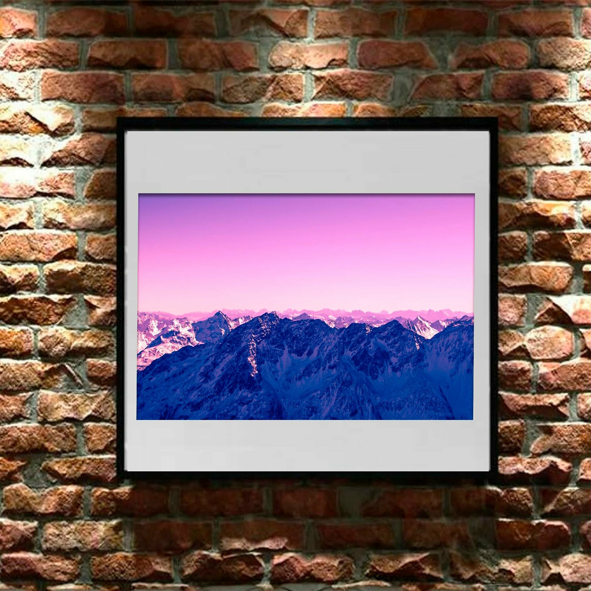 Постер "Горы, розовое небо, пейзаж" из коллекции "Пейзажи" А3