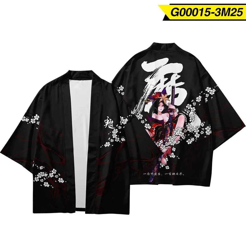 Черный кимоно G00015-tops, XXL