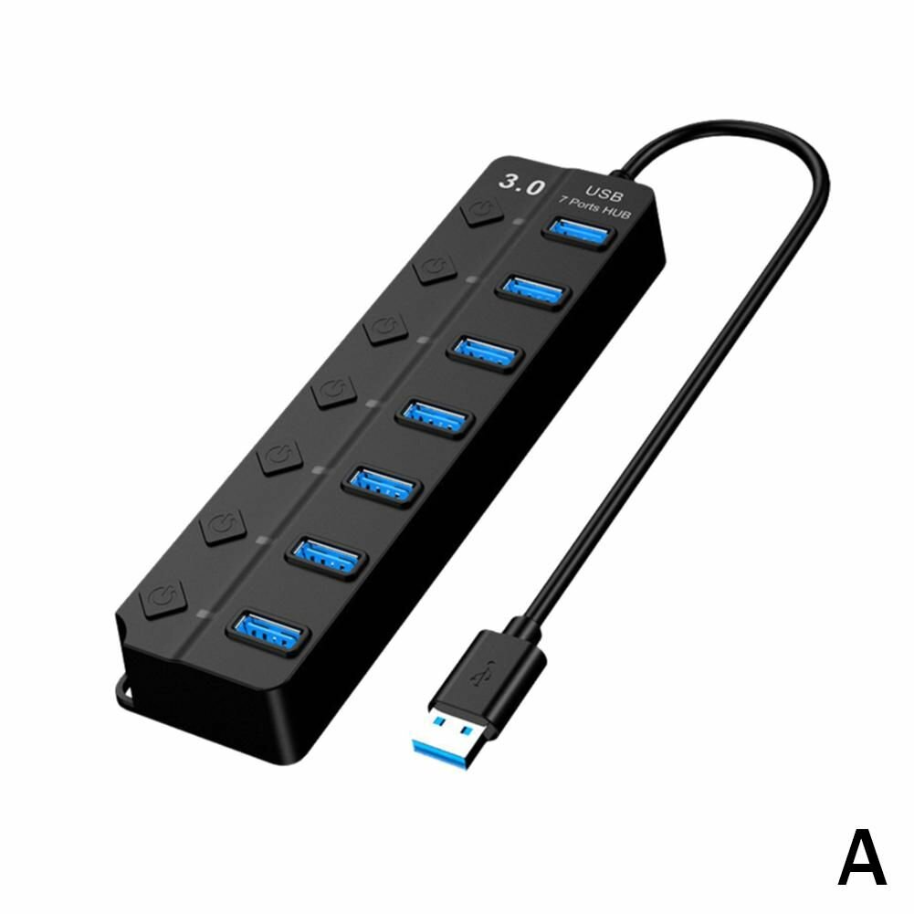 USB Hub Разветвитель для ноутбука/ USB хаб 3.0/ USB разветвитель на 7 портов/ usb hub с переключателем