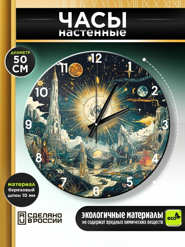 Настенные часы УФ 50 см с принтом "Эстетика Астрология (Таро, магия, знак зодиака, эзотерика, часы) - 62504162"