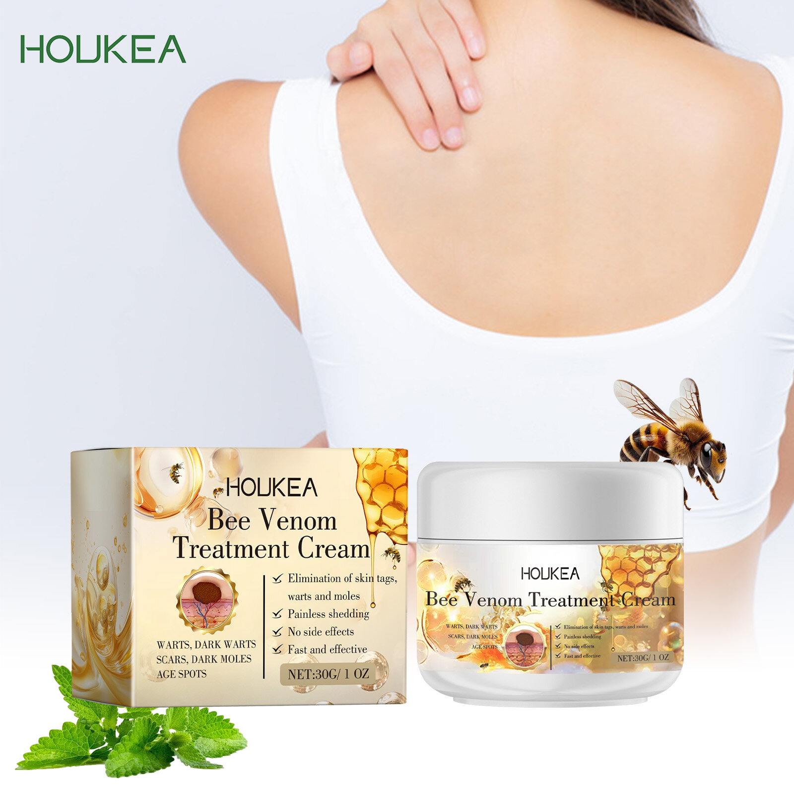 Крем для ухода за кожей с Пчелиным Ядом Houkea Нежный Очищающий, разглаживающий крем для ухода за кожей и против прыщей