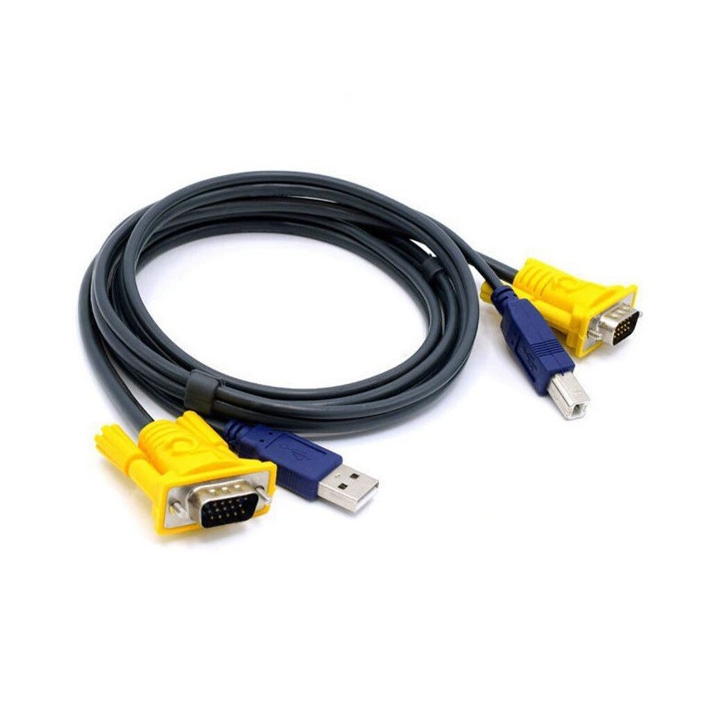 Компактный KVM-коммутатор USB2.0 с поддержкой 1080P VGA для простого интеллектуального переключения компьютера и плавного управления устройствами