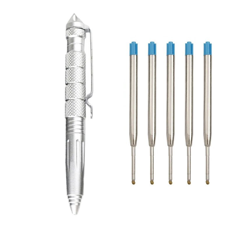 Металлические тактические шариковые ручки Silvery with5 Refill