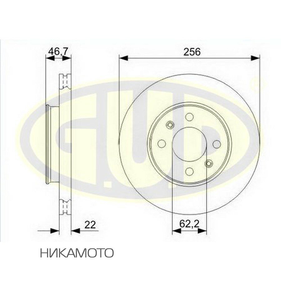 GUD GDB122260 Диск тормозной HYUNDAI/KIA ACCENT/I20/RIO 05- передн. (мин. 2 шт)