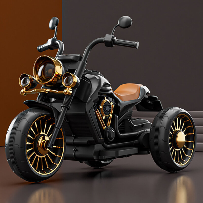 На аккумуляторе, со светом и звуком. Электромотоцикл детский, Ямаха, детский, от 1 года, черный, задний привод